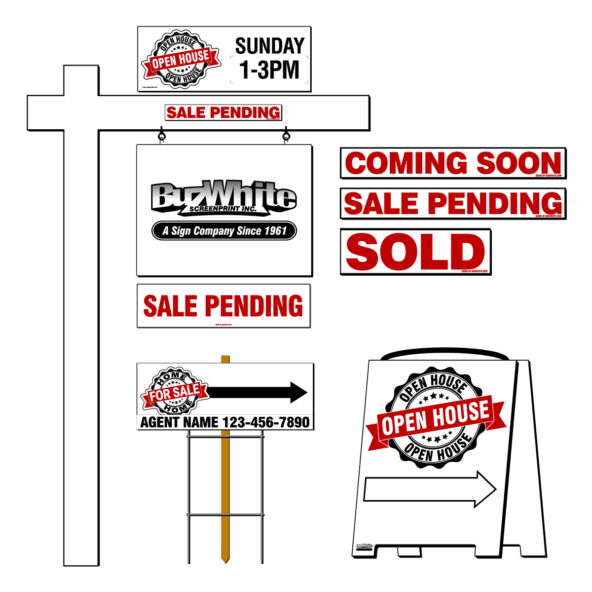 In Stock Real Estate Signs – Tagged "Open House Signs" – Buz White Sign ...