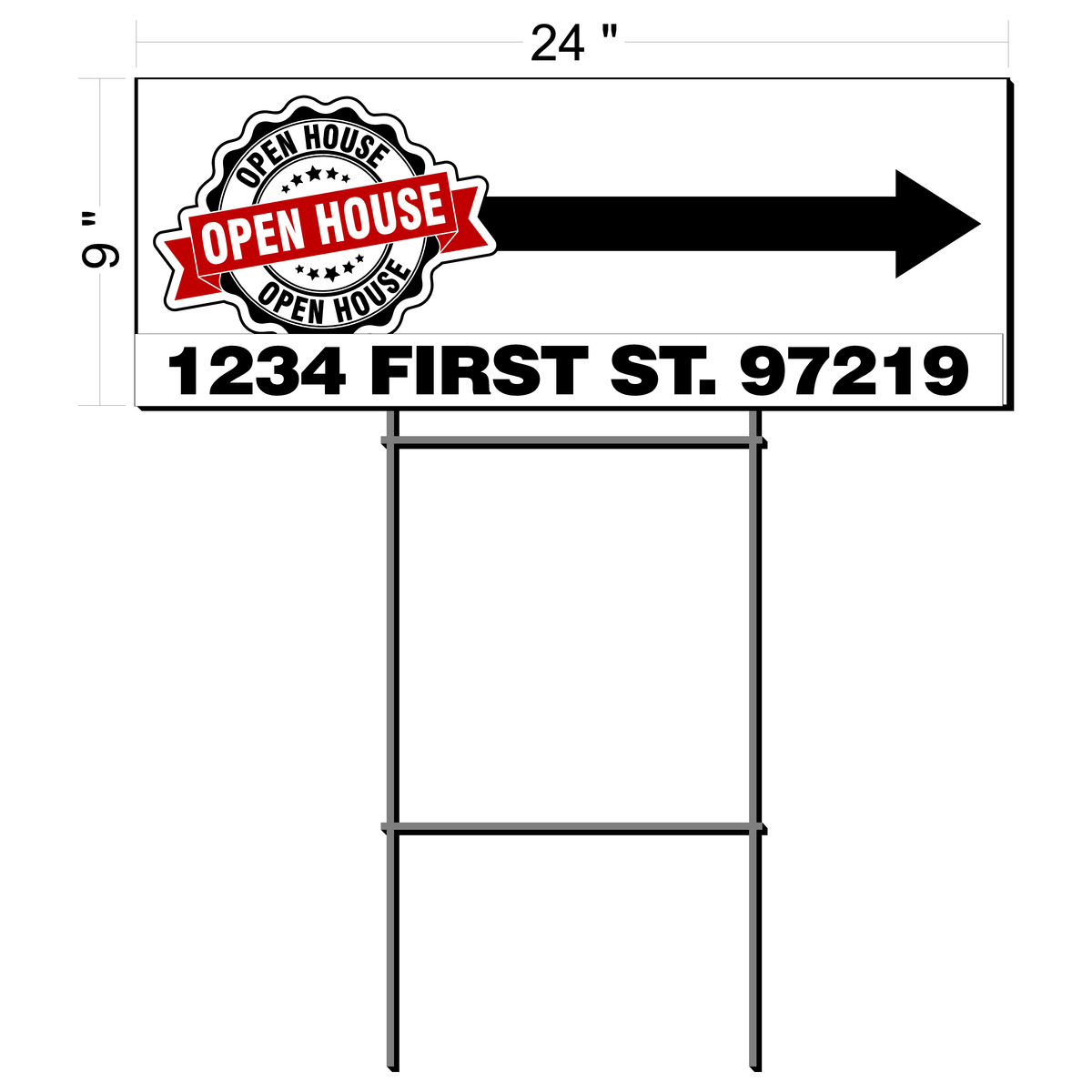 Open House Directional Double Side Sign with Stake 9x24 – Buz White ...