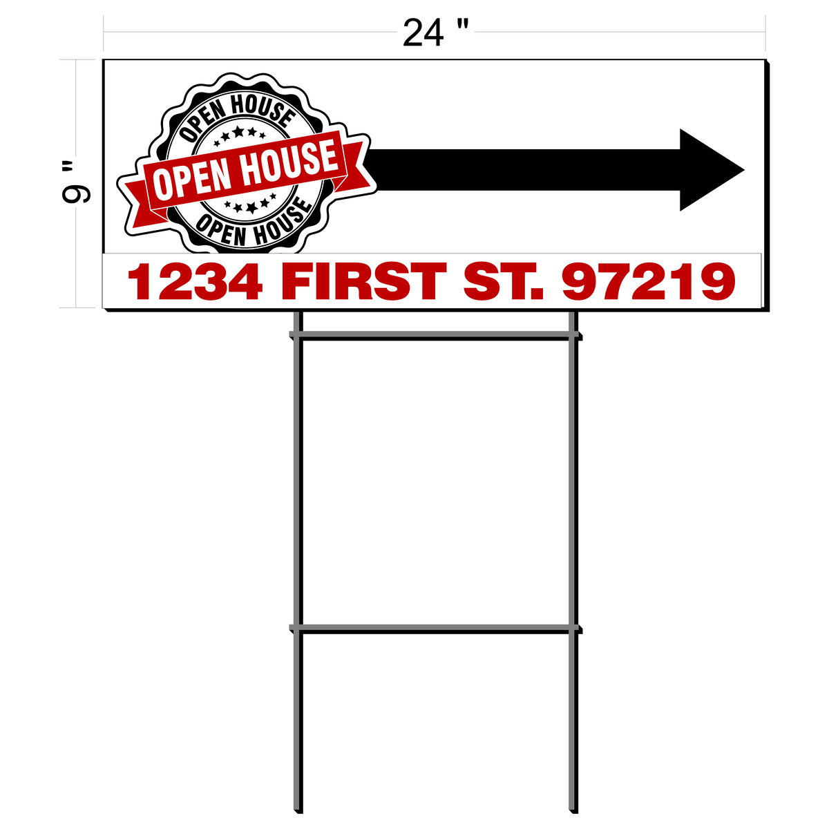 Open House Directional Double Side Sign with Stake 9x24 – Buz White ...