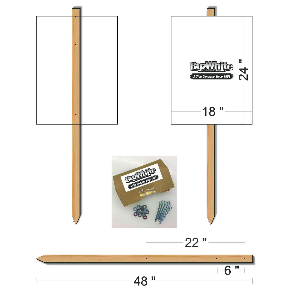 Wood Sign Stakes 48" – Buz White Sign & Design
